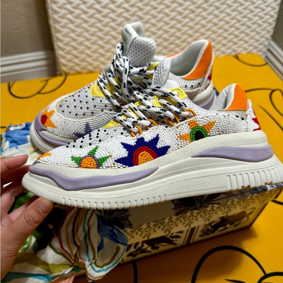 FARM Rio | Shoes | New Farm Rio Sunset Beaded Platform Sneaker White ...